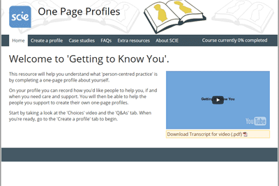 One Page Profile: e-learning course - SCIE